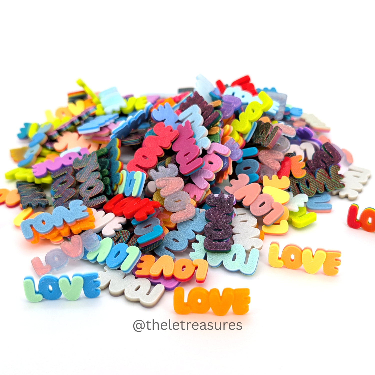 3D “LOVE” Micro Word Figurines – Tiny Tokens of Kindness – Thele Treasures